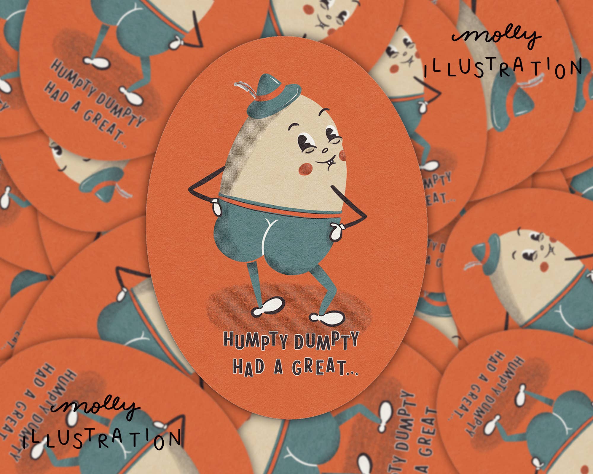 "Humpty Dumpty Had a Great..." Cartoon Waterproof Vinyl Sticker – More ...