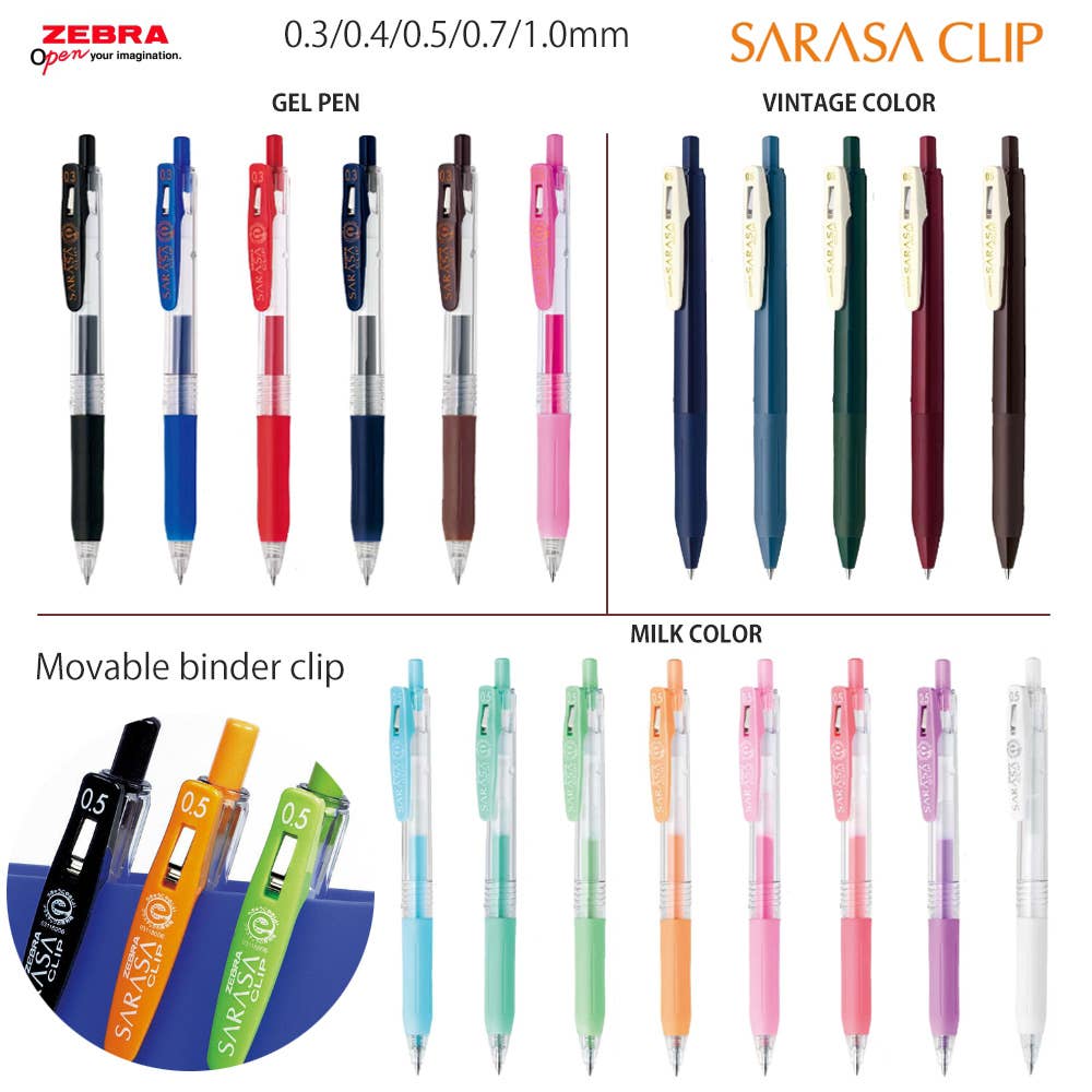Zebra SARASA Clip Retractable Gel Pen (0.5mm) – More Than Words