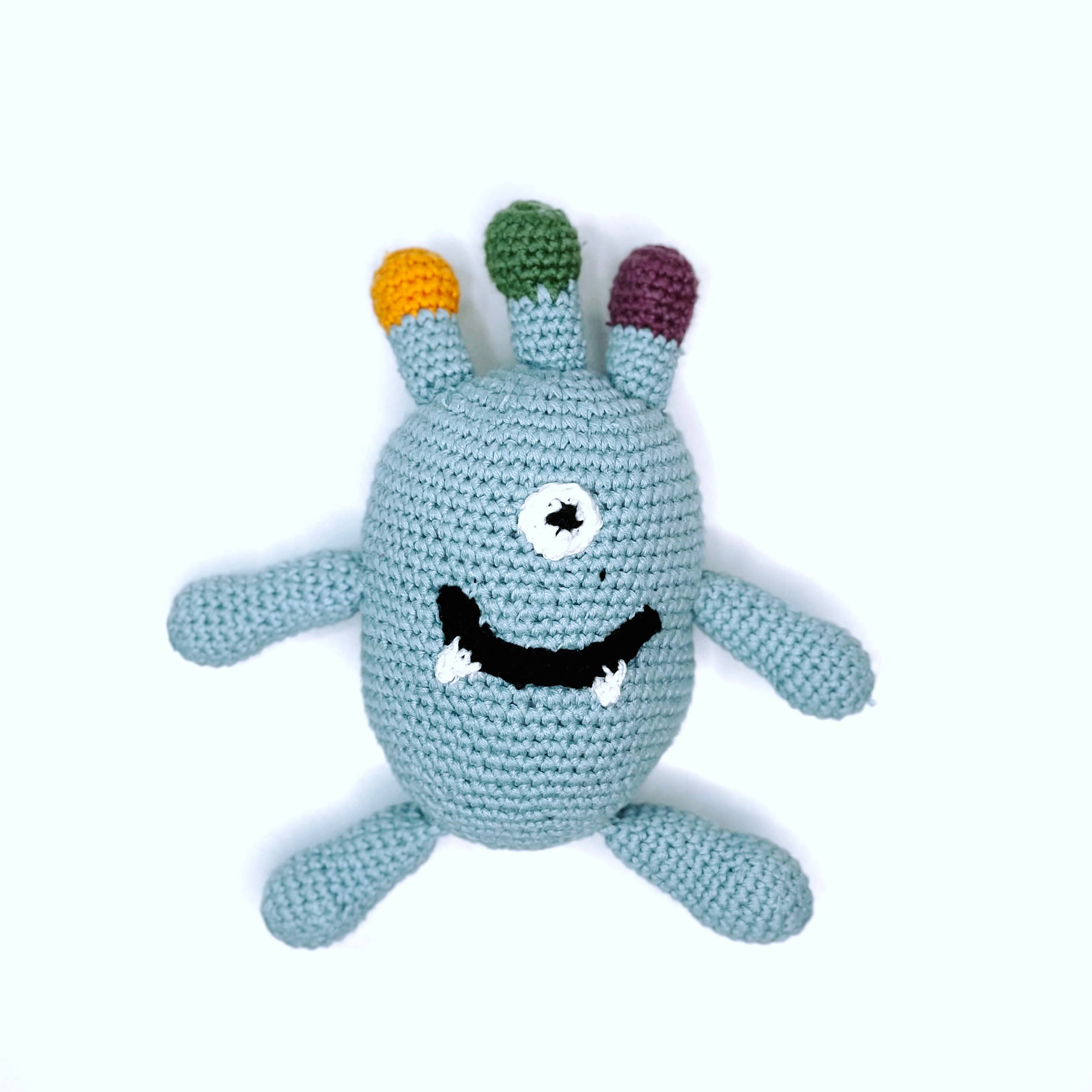 Plush Monster Rattle - Duck Egg Blue – More Than Words